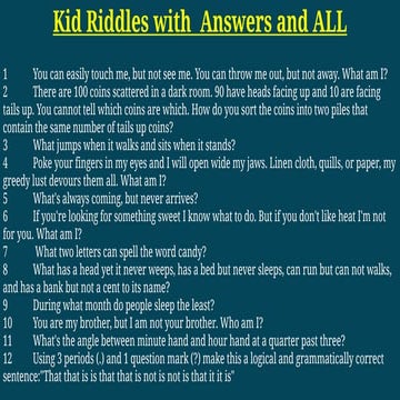 Kids Riddles with and answers for adult and ALL