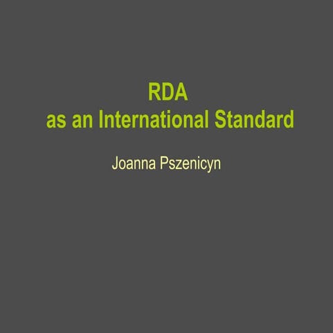 RDA as an international standard | PPT
