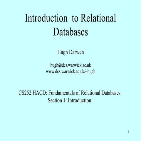 Rdb Fundamentals 1 Introppt Databases Computer Software And Applications