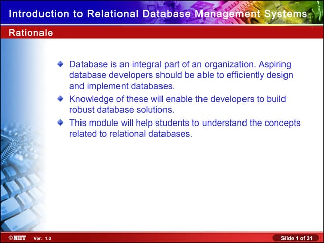 Rdbms Session 01a Ppt Databases Computer Software And Applications