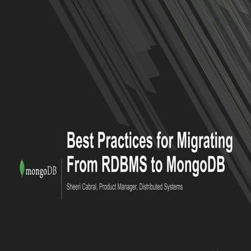 Best Practices For Migrating Rdbms To Mongodb Ppt