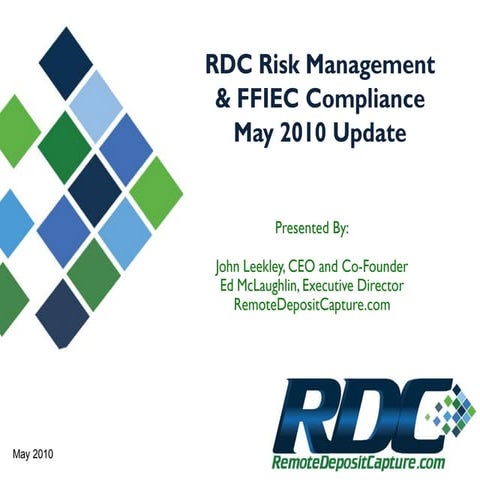 Remote Deposit Capture Risk Management, May 2010 Update | PDF