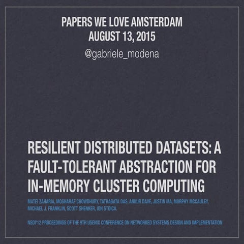 Resilient Distributed Datasets Ppt