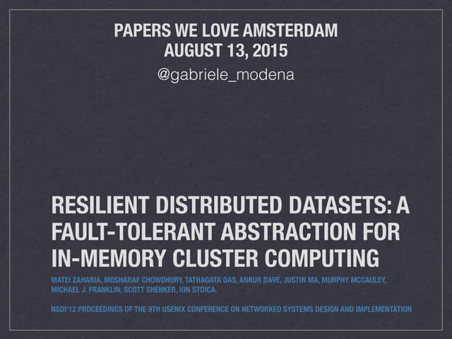 Resilient Distributed Datasets Ppt