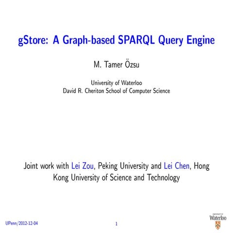 Gstore A Graph Based Sparql Query Engine Ppt