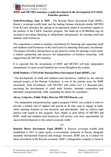 RDIF and partners expand the PLT logistics platform | PDF
