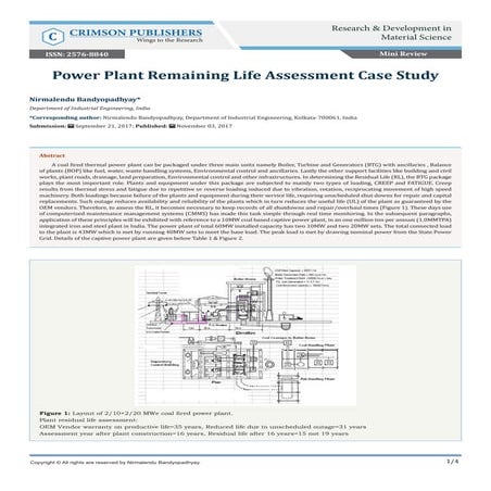 Power Plant Remaining Life Assessment Case Study – Crimson Publishers | PDF