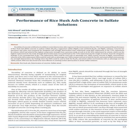 Performance of Rice Husk Ash Concrete in Sulfate Solutions-Crimson ...