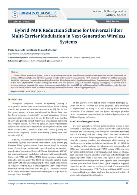 Multi Carrier Modulation Ofdm And Fbmc Ppt
