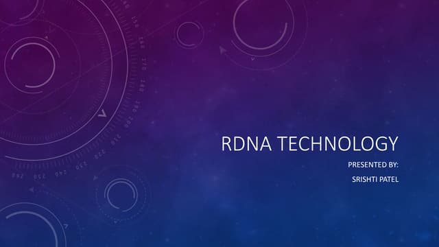 Recombinant dna technology (rdt) | PDF