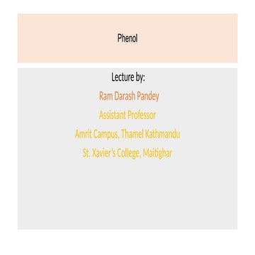 RDP lecture on phenol, Preparation, properties and Uses | PPT