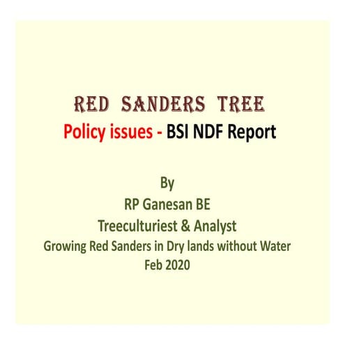 Red Sanders Policy issues after BSI NDF report, Feb 2020 | PPT