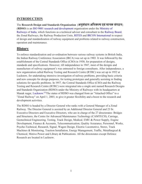 R.D.S.O - Research Design & Standards Organisation- TESTING DIRECTORATE ...