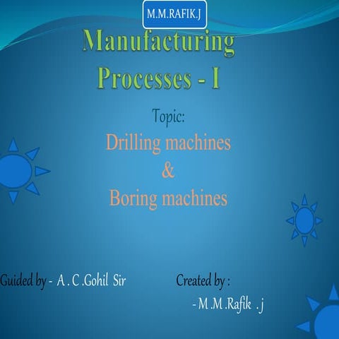 PPT on deeply study of DRILLING MACHINES and BORING MACHINES by M.M ...