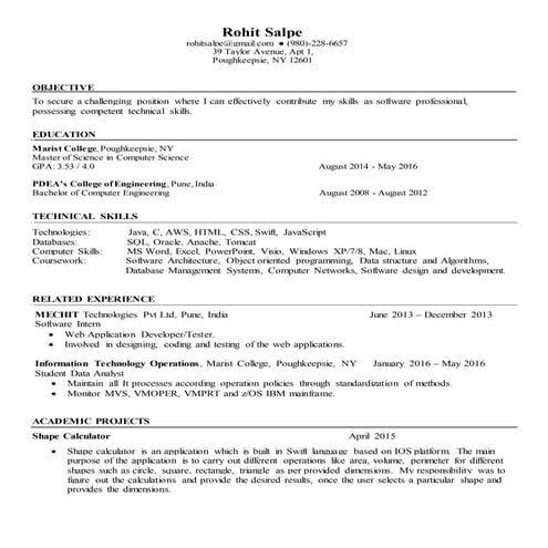 Resume | DOCX | Databases | Computer Software and Applications