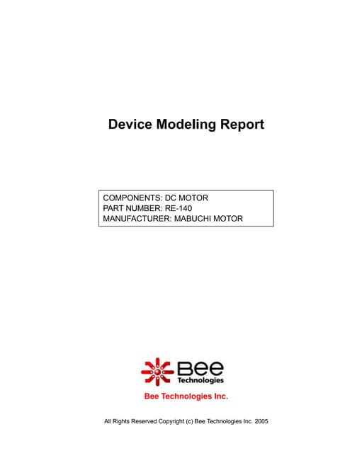 Simple Model of DC Motor using LTspice | PDF