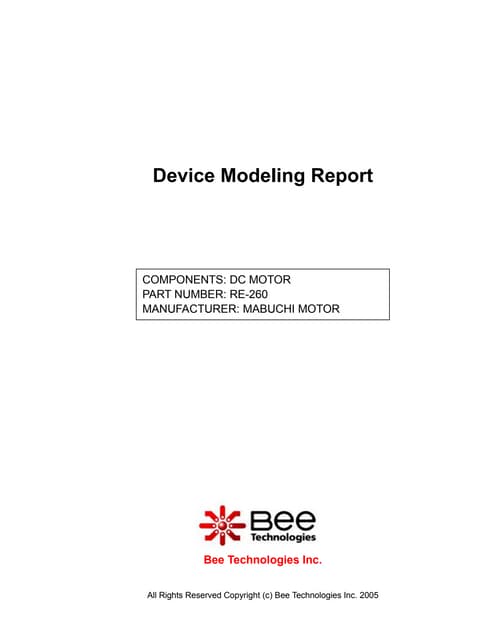 Simple Model of DC Motor using LTspice | PDF