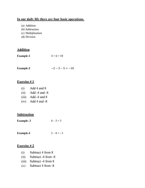 The four fundamental operations | PPTX | Homework and Study | Education