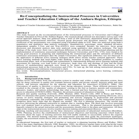 Re conceptualizing the instructional processes in universities and teacher education colleges of ...