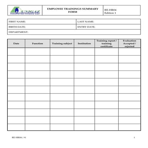 RE-HR04 Employee training summary.doc