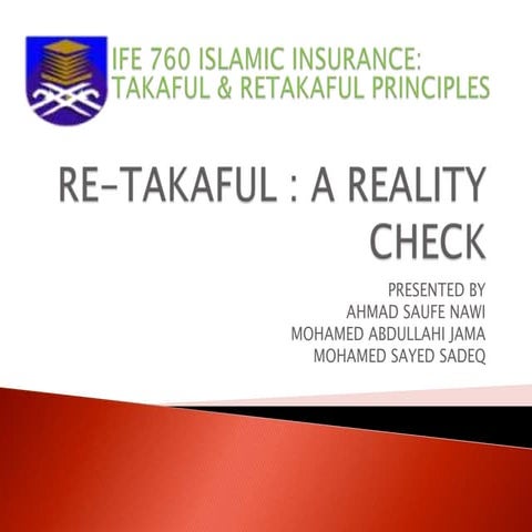 Re takaful - A Reality Check | PPTX