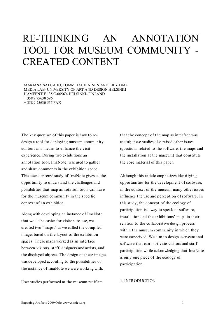 Re thinking an annotation tool for Museum Community Created Content