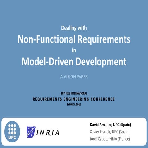 Dealing With Non Functional Requirements In Model Driven Development Pptx Computer Software