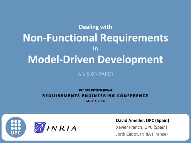 Dealing With Non Functional Requirements In Model Driven Development Pptx Computer Software