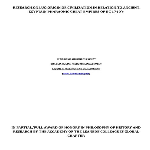 LUO ORIGIN OF CIVILIZATION IN RELATION TO ANCIENT EGYPTAIN PHARAONIC ...