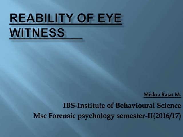 Eye Witness basics | PPT