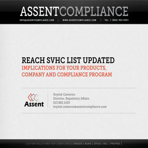 Reach SVHC List Update Webinar Jan 2015 | PDF