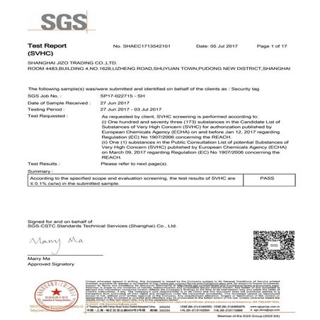 Reach test report of jizo security | PDF