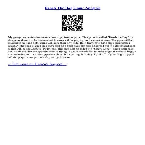 Reach The Bag Game Analysis | PDF