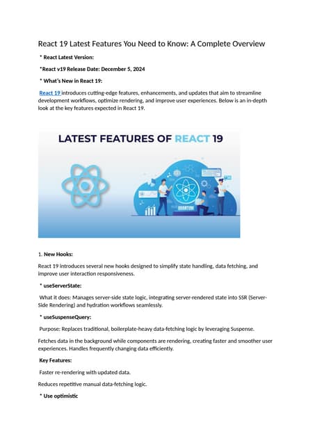 What’s New in React 19: Unveiling the Latest Features and Updates | PDF