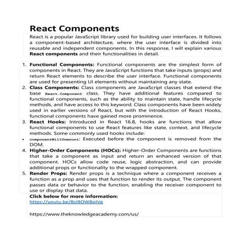 React Components.docx | Web Development | Internet