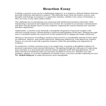 Reaction Essay | PDF
