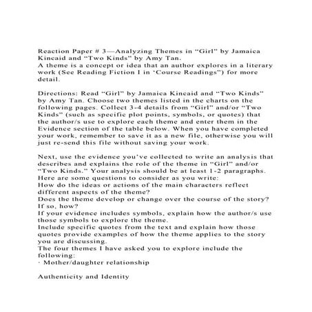 Reaction Paper # 3—Analyzing Themes in Girl” by Jamaica Kincaid.docx
