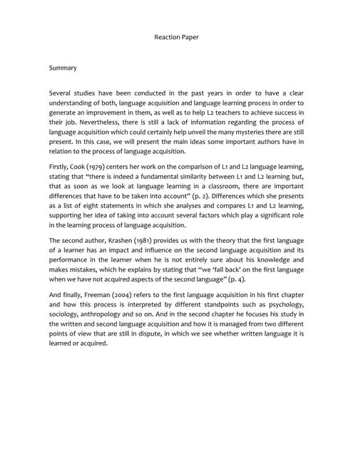 Reaction Paper | PDF