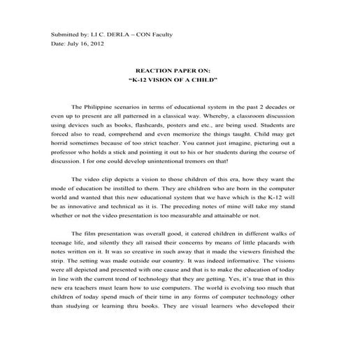 Reaction paper on educ | DOC