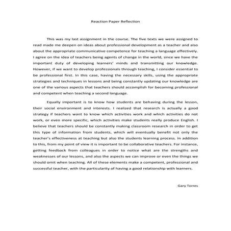 Reaction Paper Reflection | DOCX | Education