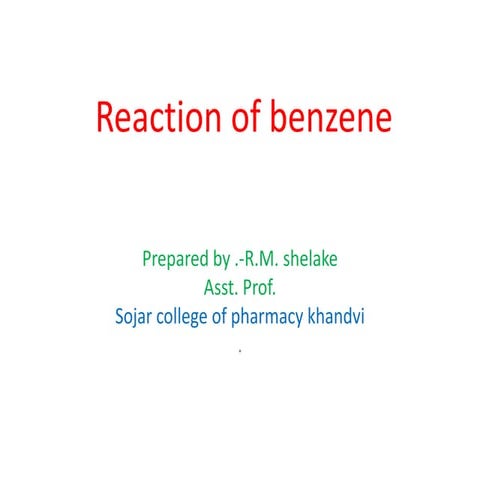 Reactions of benzene | PPTX