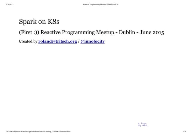 Reactive Programming Meetup Nodejs On K8s Ppt
