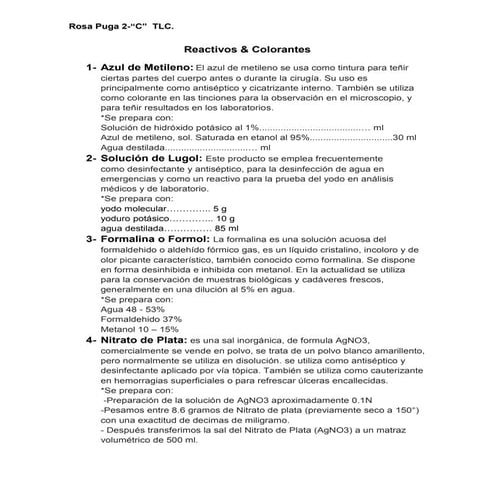 Reactivos y colorantes. | PDF