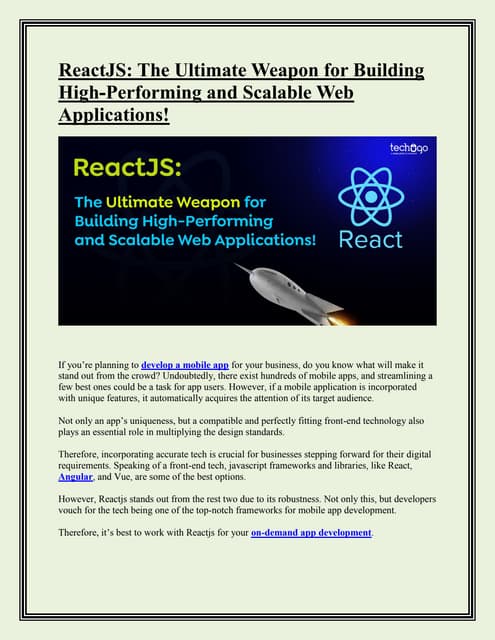 Reactjs The Ultimate Weapon For Building High Performing And Scalable Web Applicationspdf