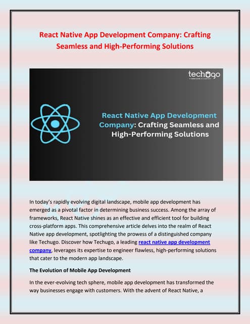 React Native App Development Company- Crafting Seamless and High ... React Native App Development Company- Crafting Seamless and High ...