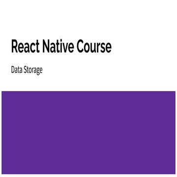 React Native Course Data Storage Pdf Ppt