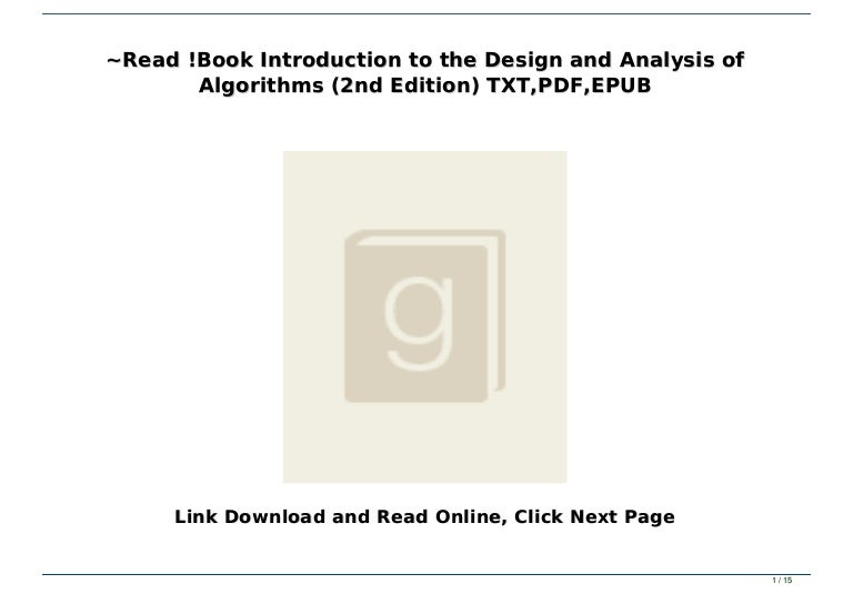 ~read Book Introduction To The Design And Analysis Of Algorithms 2n…