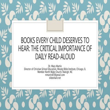 Read Aloud Activities in Kindergarten School | PPTX