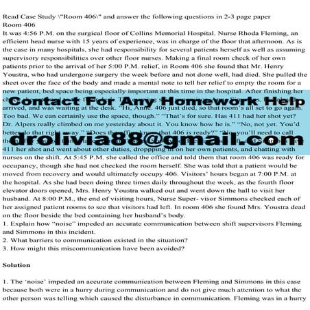 Read Case Study Room 406 and answer the following questions in 2.pdf