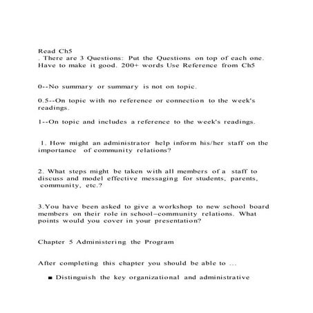 Read Ch5. There are 3 Questions Put the Questions on top of e | PDF